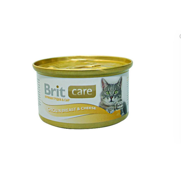 Консервы для кошки Brit Care куринная грудка с сыром, 80г, 3 шт ...