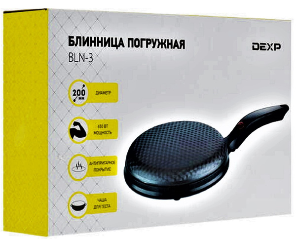 Блинница погружная DEXP BLN-3, 200мм,650 Вт черная - купить с доставкой по выгодным ценам в ...