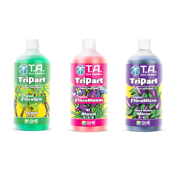 Комплект удобрений Terra Aquatica TriPart Grow + Micro HW + Bloom (3 шт. по 0.5 л, для жёсткой ...