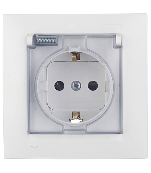 Розетка с рамкой Simon 15 1590450-030 скрытая установка белая с ...