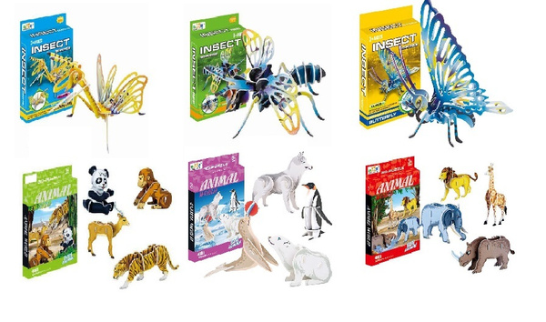 Конструктор 3D Puzzle набор из 6 конструкторов 12 животных и 3 ...