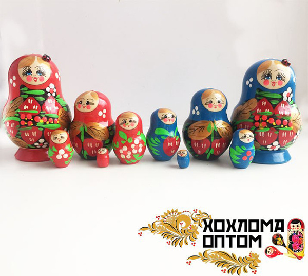 Матрешка "Клубничка малая" 5 кукольная, Хохлома LHM10171 - купить по ...