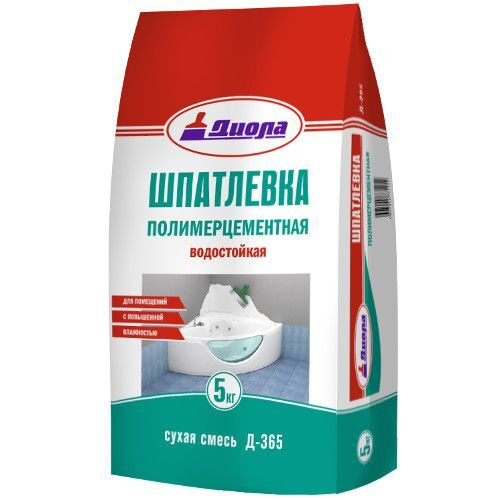 Шпатлевка полимерцементная водостойкая белая Диола 5кг д-365 купить по ...