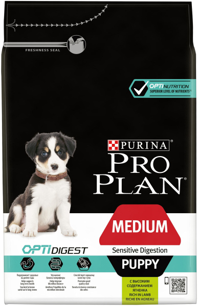 Корм PRO PLAN PUPPY Medium OPTI DIGEST (комплекс для поддержания ...