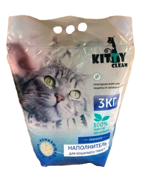 Наполнитель комкующийся Kitty Clean Premium для кошачьего туалета 3 кг ...
