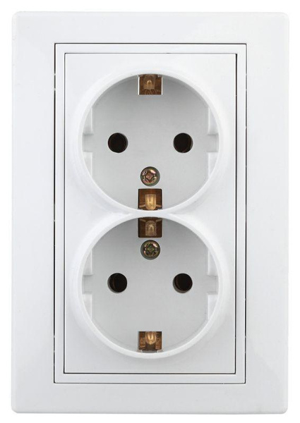 Розетка 2-м СП Plano 1-208-01 16А IP20 250В 2х2P+E Schuko защ. шторки ...