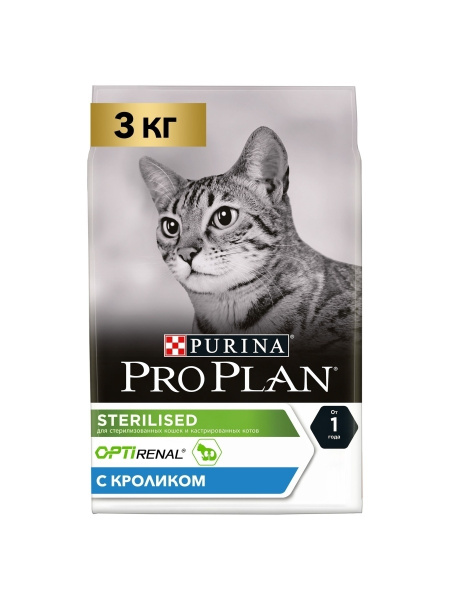 Корм для стерилизованных кошек Pro Plan Sterilised OPTIrenal с кроликом ...