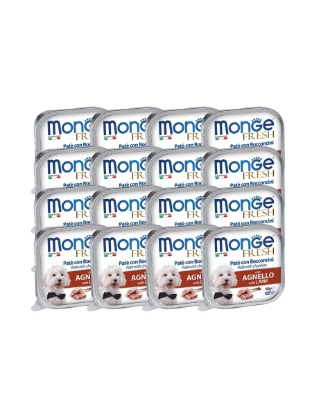 Влажный корм Monge Dog Fresh для собак, нежный паштет из ягненка, 100г ...