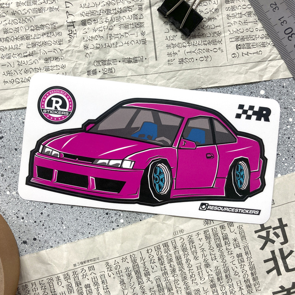 Виниловая наклейка машинка Nissan Silvia S14, pink, 15х6.5 FR - купить ...