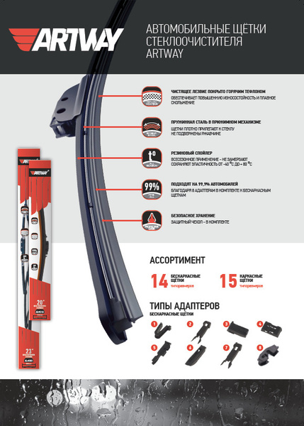Дворник ARTWAY 600 мм AL-600 (24") бескаркасный купить на OZON по ...