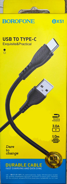 Кабель USB, USB Type-C borofone BX51 - купить по низкой цене в интернет-магазине OZON (621608028)