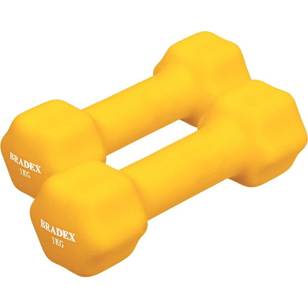 Гантели Bradex SF 086._1, 2 шт. по 1 кг, желтый - купить по выгодным ценам в интернет-магазине ...