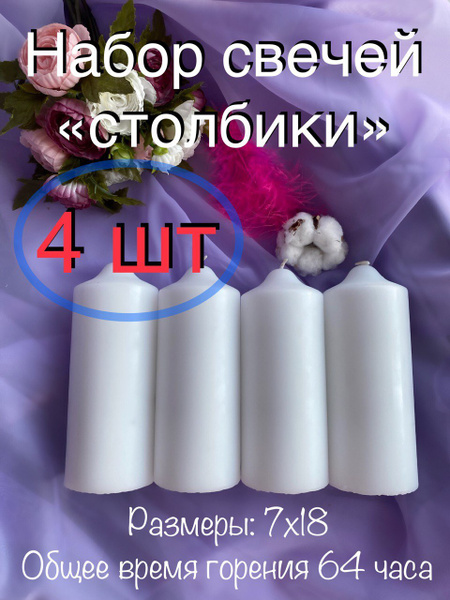 Набор свечей Магия Уюта без аромата 18 см х 7 см 4 шт купить по