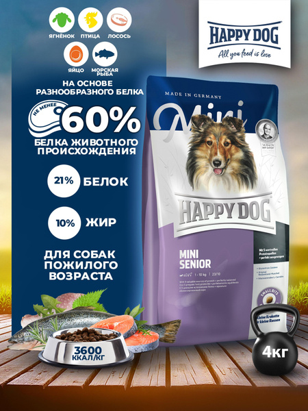 Корм Happy Dog Supreme Mini Senior для пожилых собак малых пород 4 кг ...