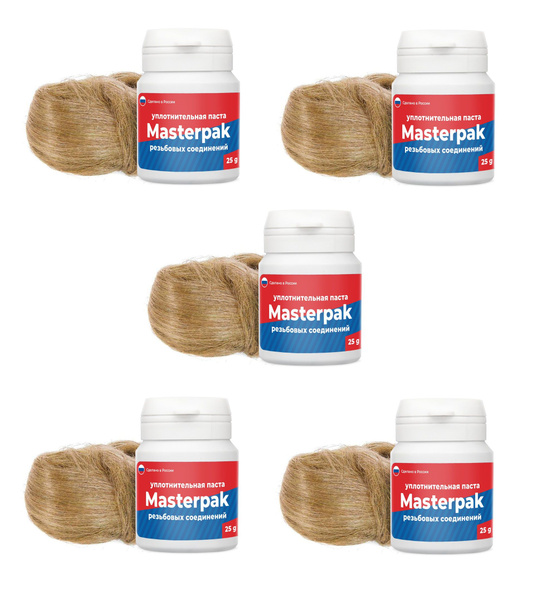 Комплект монтажный Masterpak (паста 125 гр. + лён) уплотнительный для сантехнических трубных ...
