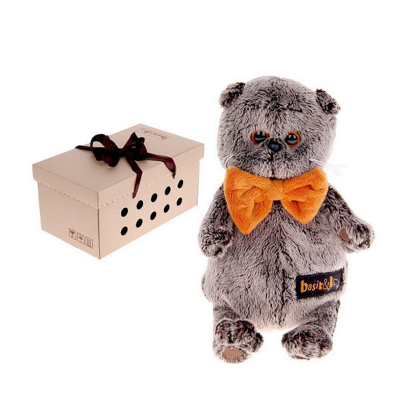 Мягкая игрушка BUDI BASA Кот Басик в рыжем бархатном банте 22 см - купить с доставкой по ...