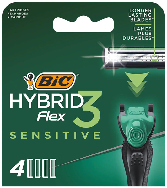 Bic Сменные кассеты для бритья Flex 3 Hybrid Sensitive, 4 шт купить на ...