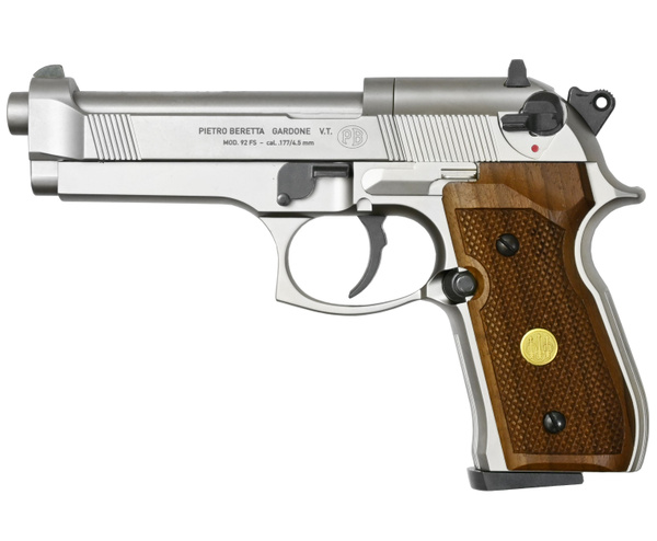 Пневматический пистолет Umarex Beretta M92 FS 4.5 мм (никель, дерево ...