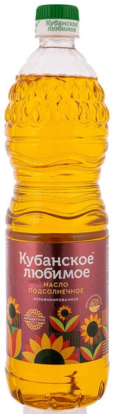 Масло КУБАНСКОЕ ЛЮБИМОЕ подсолнечное нерафинированное, 800 мл * 4 шт ...