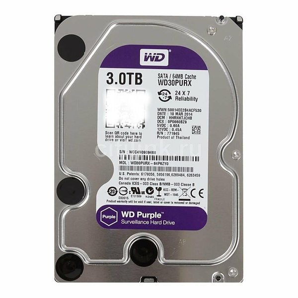 Внутренний жесткий диск Western Digital Жесткий диск WD Purple 3 TB ...