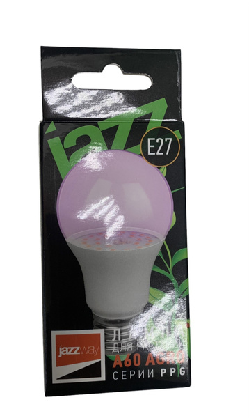 Фитолампа для растений полный спектр JAZZway груша A60 agro 9 Вт, E27, прозрачная колба ...