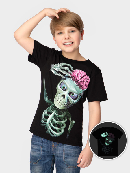 Футболка Мальчики KyKy wear черный Короткий, размер 152, 158 Хлопок прямой Повседневный Россия ...