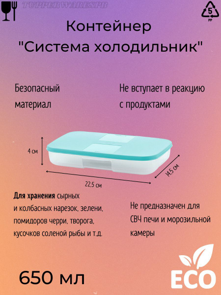 Контейнер пищевой Tupperware, объем 650 мл - купить по выгодной цене в интернет-магазине OZON ...