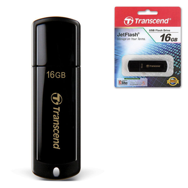 USB-флеш-накопитель Transcend 16 гб, Jet Flash 350, USB 2,0, черная ...