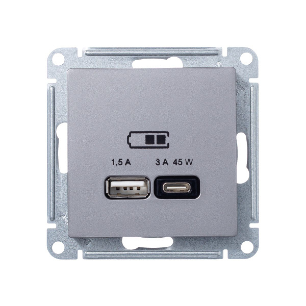 ATLASDESIGN USB РОЗЕТКА A + тип-C 45W высокоскор.заряд. QC, PD ...