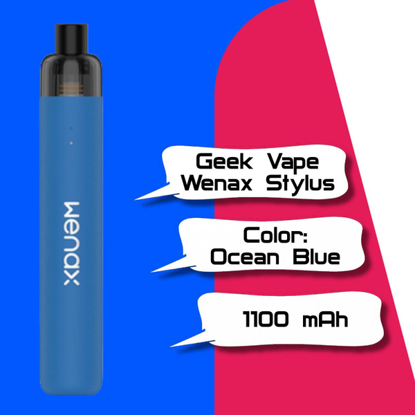 Набор Geek Vape Wenax Stylus 1100 mAh Pod Kit, Ocean Blue, 1 шт., без ...