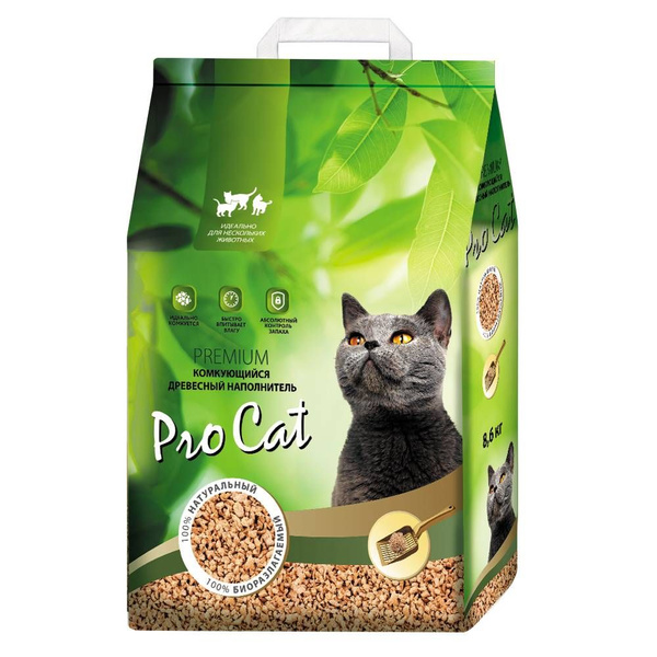 PRO CAT Наполнитель Древесный Комкующийся Без отдушки 8600г. купить на ...