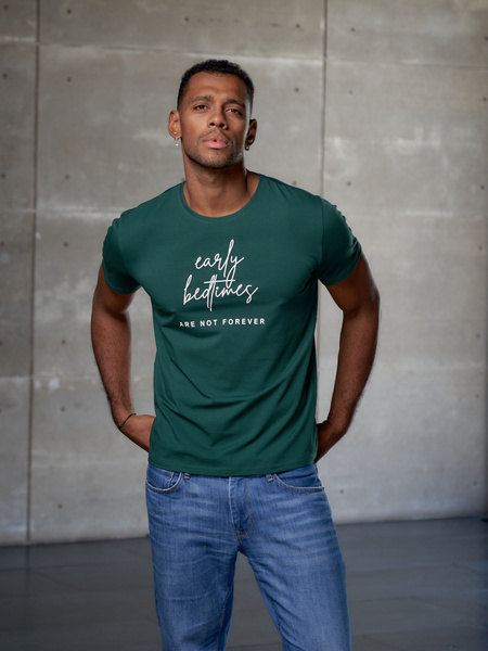 Футболка T-RONE menswear, размер 50, цвет темно-зеленый, 92% хлопок, 8% ...