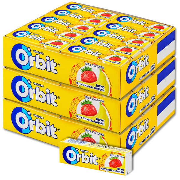 Жевательная резинка Orbit Клубника-банан, без сахара, 13.6 г, 90 шт ...