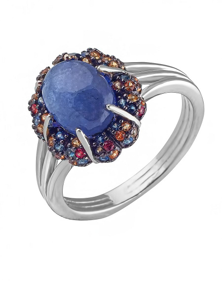 G.st. ЮВЕЛИРНЫЙ ЗАВОД ЗОЛОТОЙ СТАНДАРТ Кольцо из серебра с танзанитом и ...