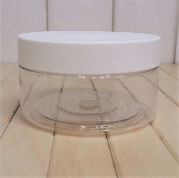 Баночка пластиковая 200 мл прозрачная с белой крышкой (с вкладышем ...