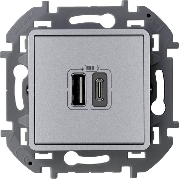 Розетка LEGRAND INSPIRIA USB + USB Type-C Алюминий - купить по низкой ...
