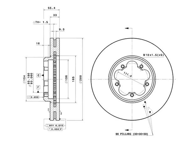 ST-1763885 Диск тормозной перед FORD TRANSIT CUSTOM BUS 13- - купить по ...