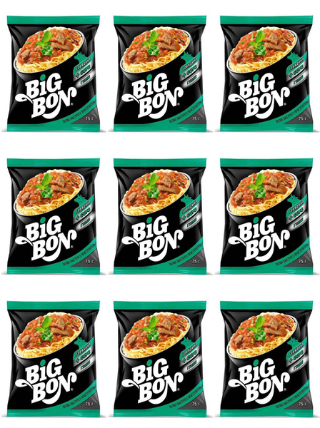 BigBon Лапша быстрого приготовления с говядиной и соусом гуляш, 75 г, 9 уп купить на OZON по ...