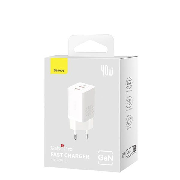 Зарядная станция для мобильных устройств Baseus Gan5 Pro C+C 40W, 20 Вт ...