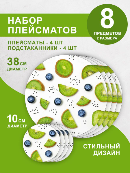 Салфетки сервировочные круглые, 38 см (4 шт) / Подстаканники ...