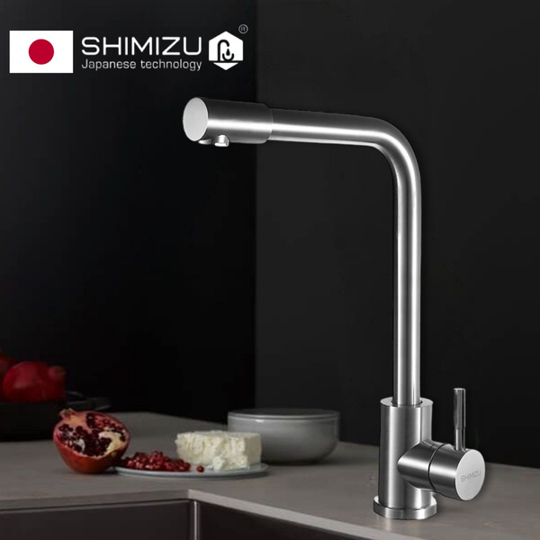 Смеситель SHIMIZU для кухни с высоким изливом_330 Нержавеющая сталь ...