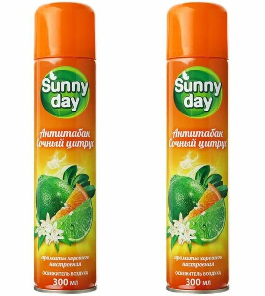 Sunny Day Освежитель воздуха, Антитабак Сочный цитрус, 300 мл, 2 шт ...