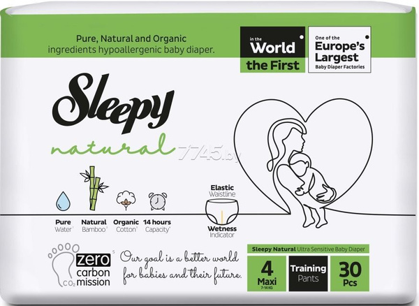 Подгузники детские Sleepy Natural размер № 4 (7-14 кг) 30 штук ...