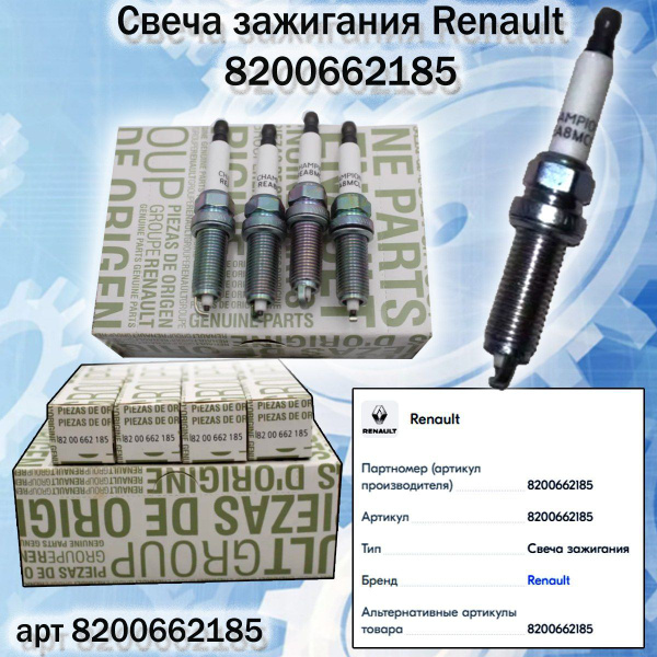 Свеча зажигания Renault 8200662185 - купить по выгодным ценам в ...