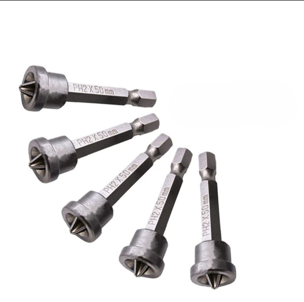 Биты для гипсокартона, с ограничителем, сталь CrV, PH2 х 50 мм, 5 шт ...