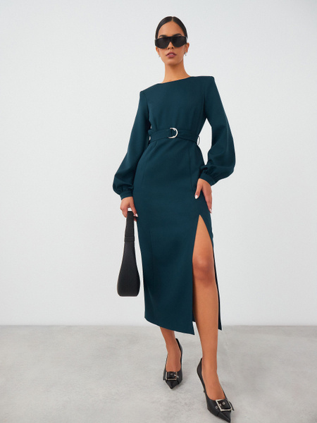 Платье Женский VITTORIA VICCI голубой Вечерний/праздничный Длинный Полиэстер Разрезы, размер 52 ...