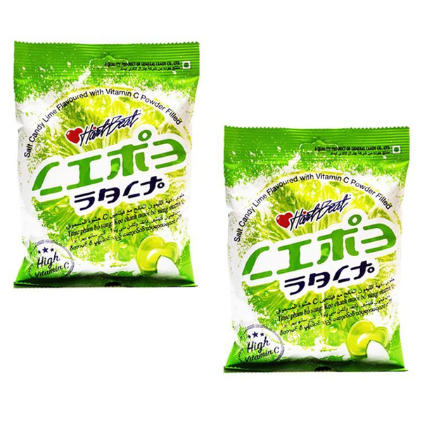 Конфеты карамельные соленые с начинкой лайм и витамин С Hartbeat (2 шт ...