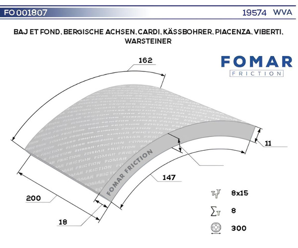 Пластина тормозных колодок прижимная Fomar 65001807N00A8RV - купить по ...