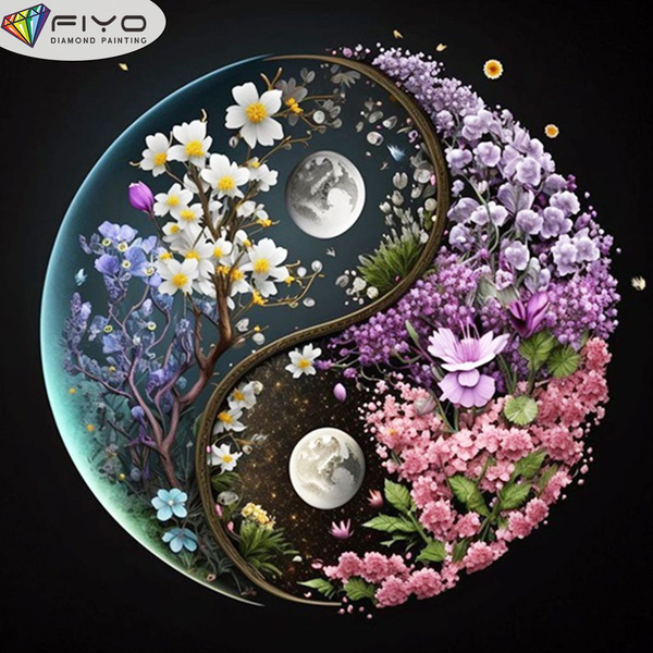 FIYO Алмазная мозаика Цветок Квадратная 40x40 см(без границы) - купить ...