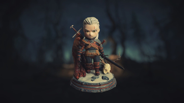 Геральт из Ривии (Geralt z Rivii) Фигурка "chibi" из видеоигры "The ...